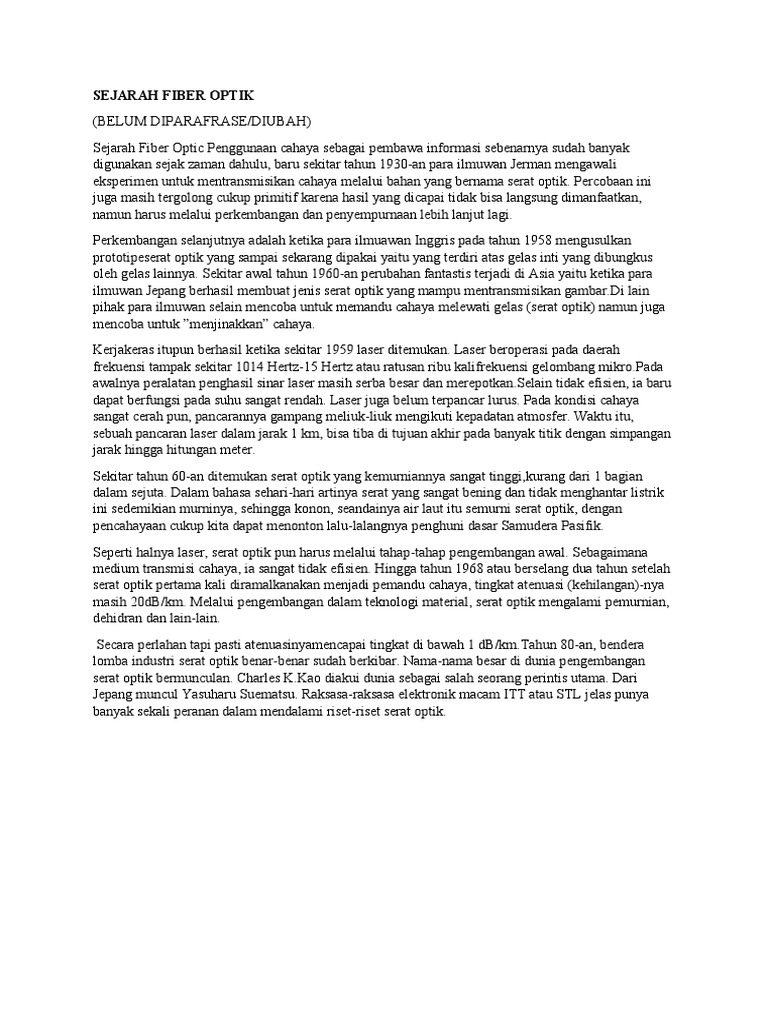 Sejarah Fiber Optik | PDF