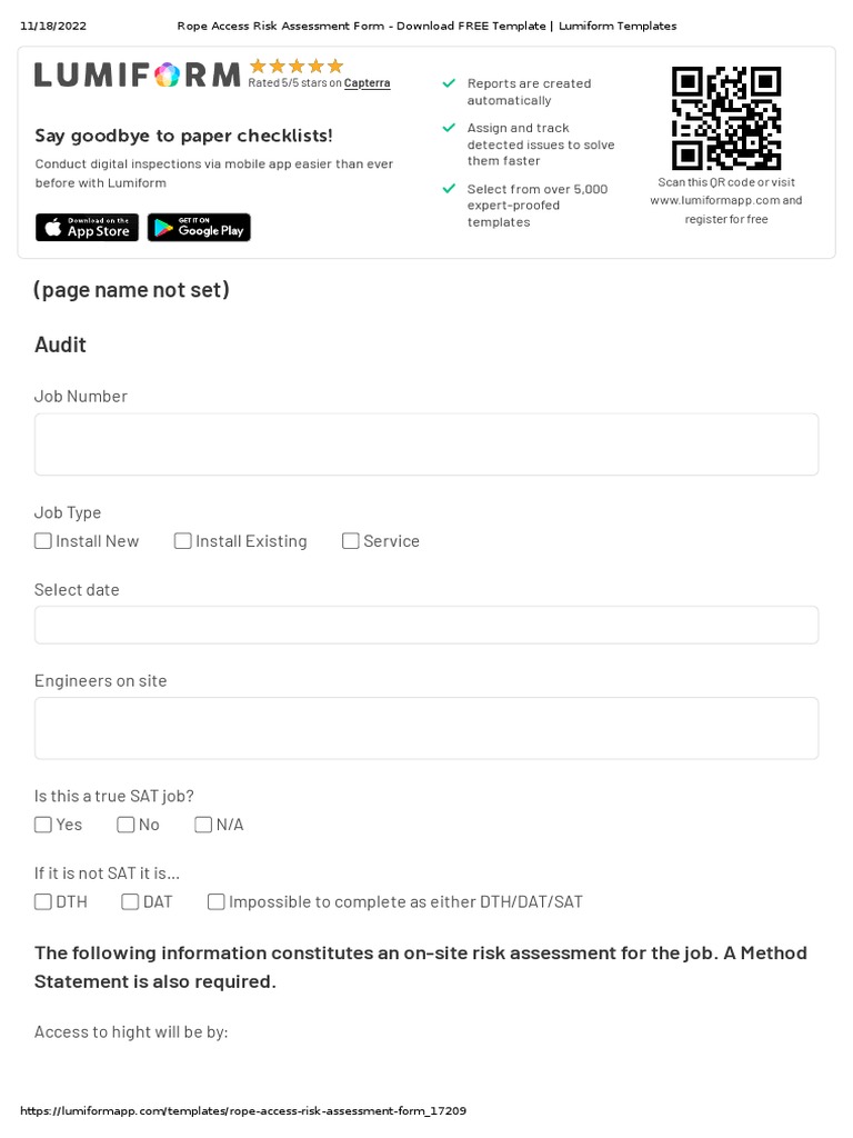Rope Access Risk Assessment Template | PDF | Risk Assessment | Risk