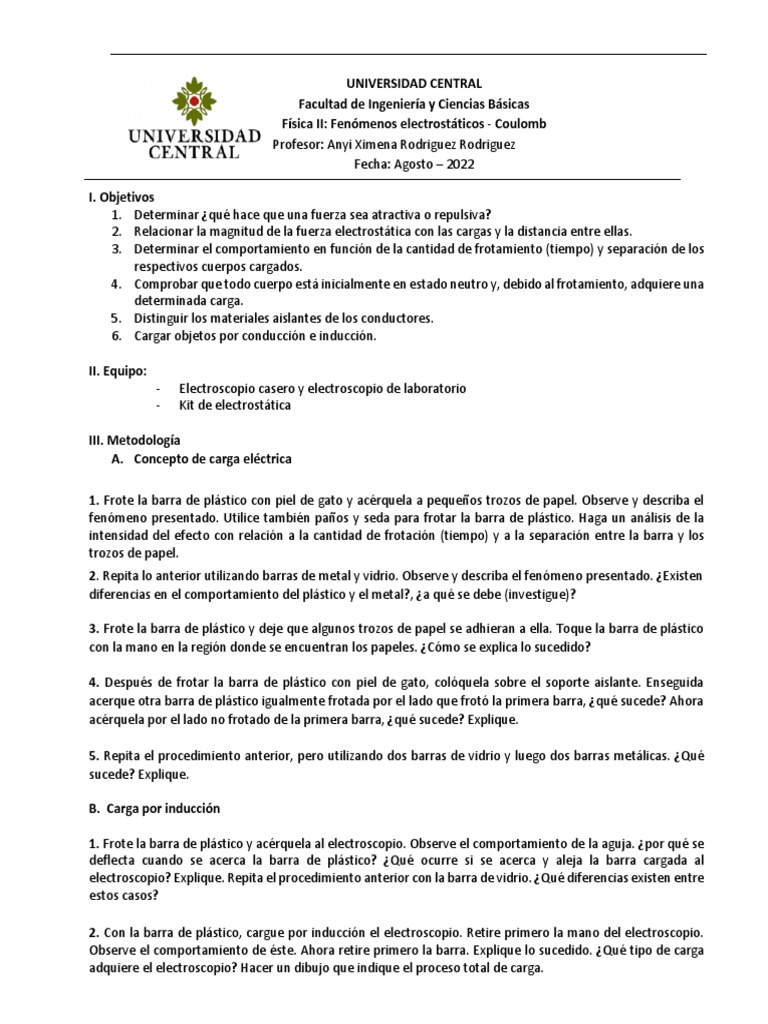 GuiaLab Fenómenos Electrostáticos | PDF | Electrostática | Electricidad