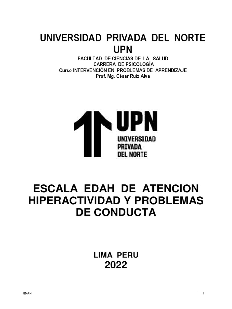 Escala Edah de Observacion de Conducta y Atención | PDF | Ciencia ... Escala Edah de Observacion de Conducta y Atención | PDF | Ciencia ...