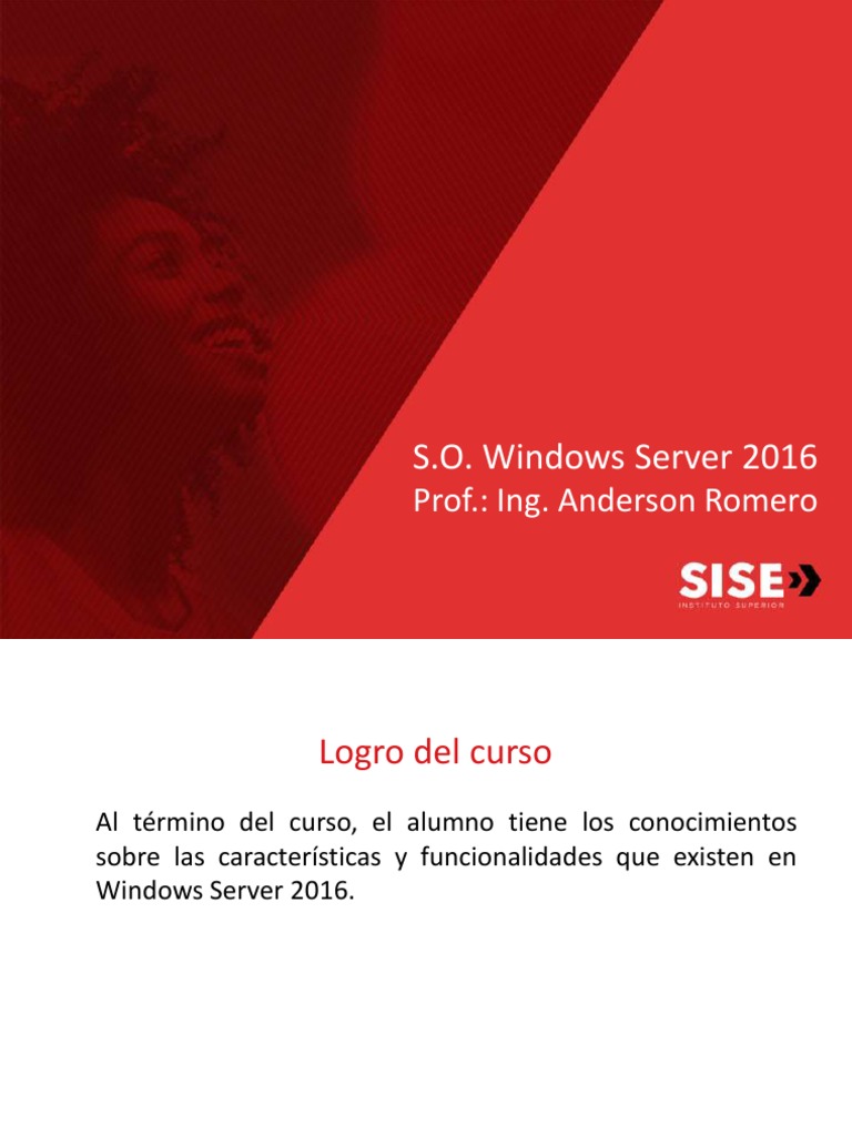 Introducción A Windows Server 2016 | PDF | Archivo de computadora | Tecnologías de la información