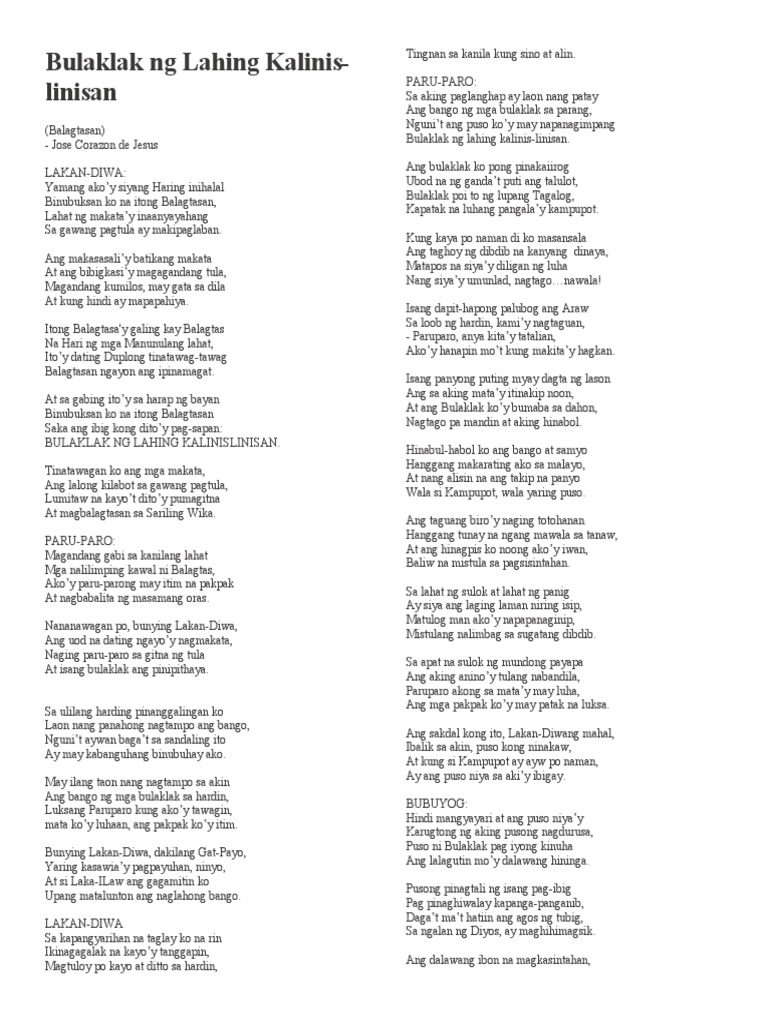 Bulaklak NG Lahing Kalinis Linisan | PDF