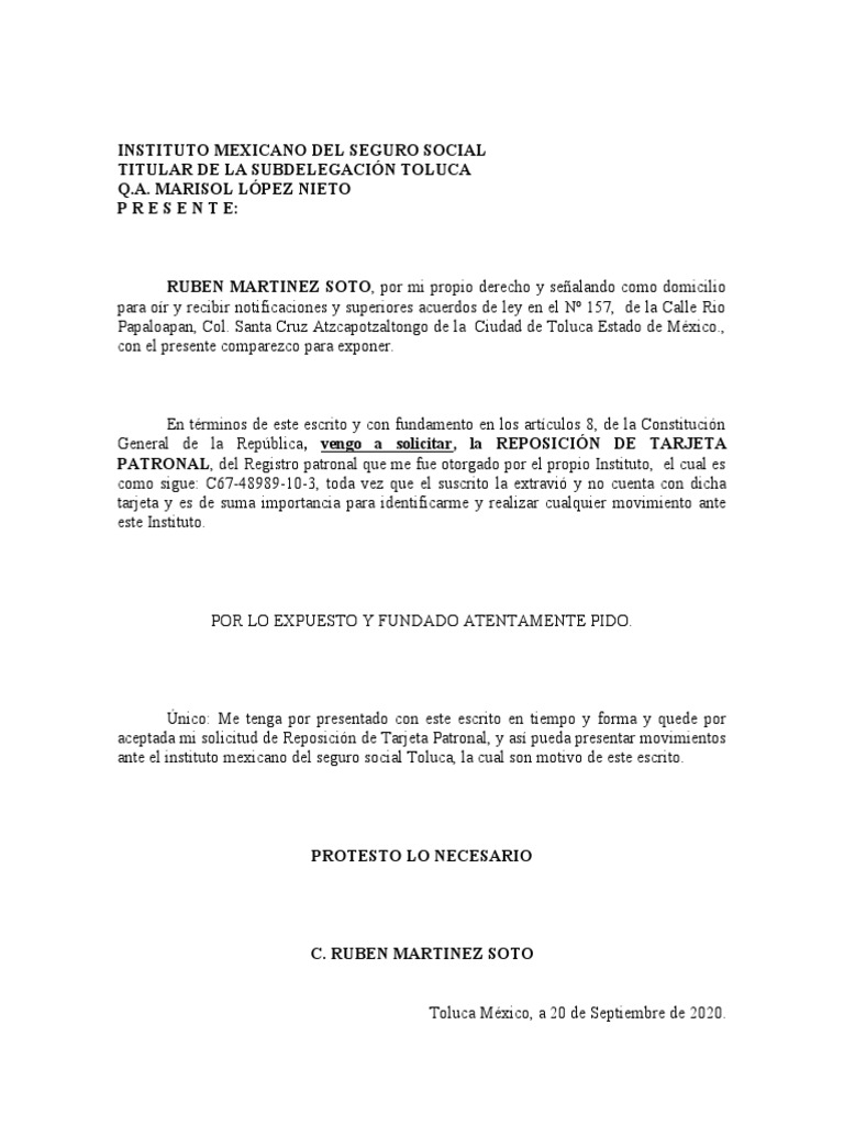 Solicitud de Tarjeta Patronal | PDF