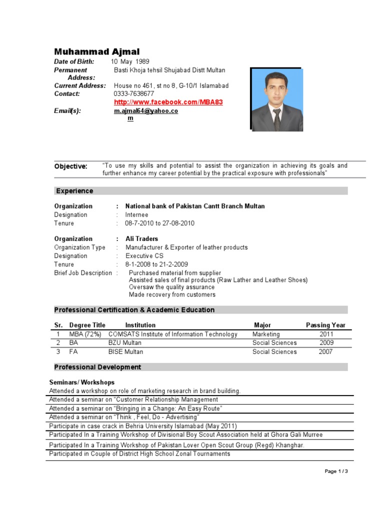 Ajmal CV | PDF | Consumer Behaviour | Advertising