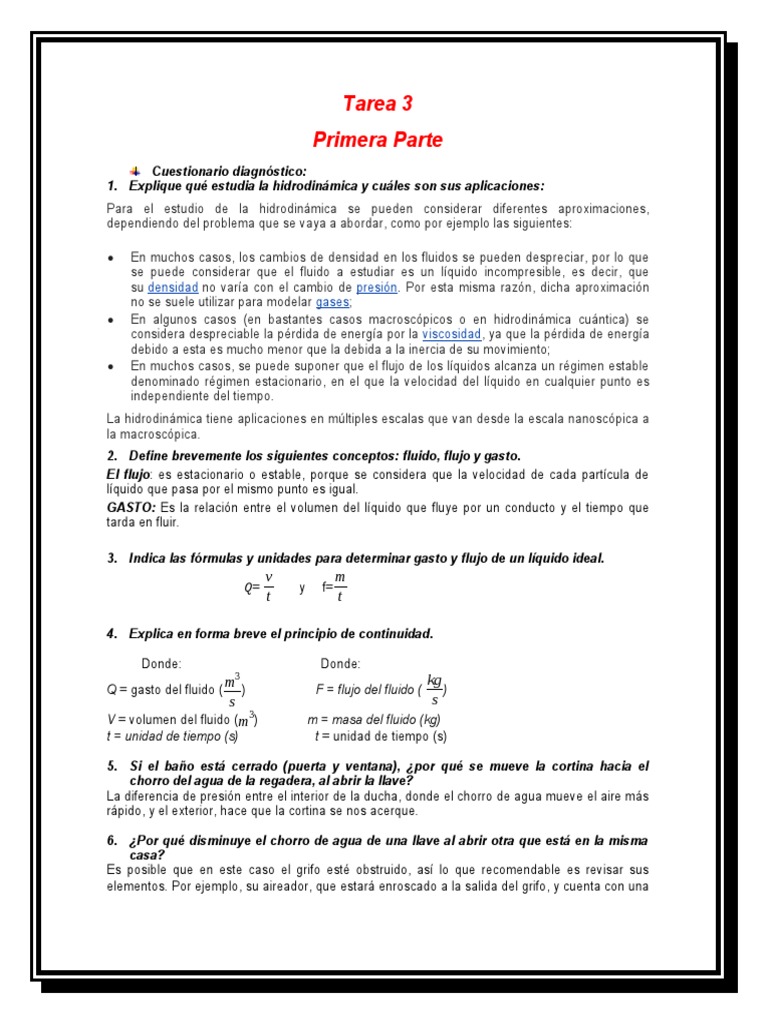 Gasto y flujo de fluidos en hidrodinámica | PDF | Dinámica de fluidos ...