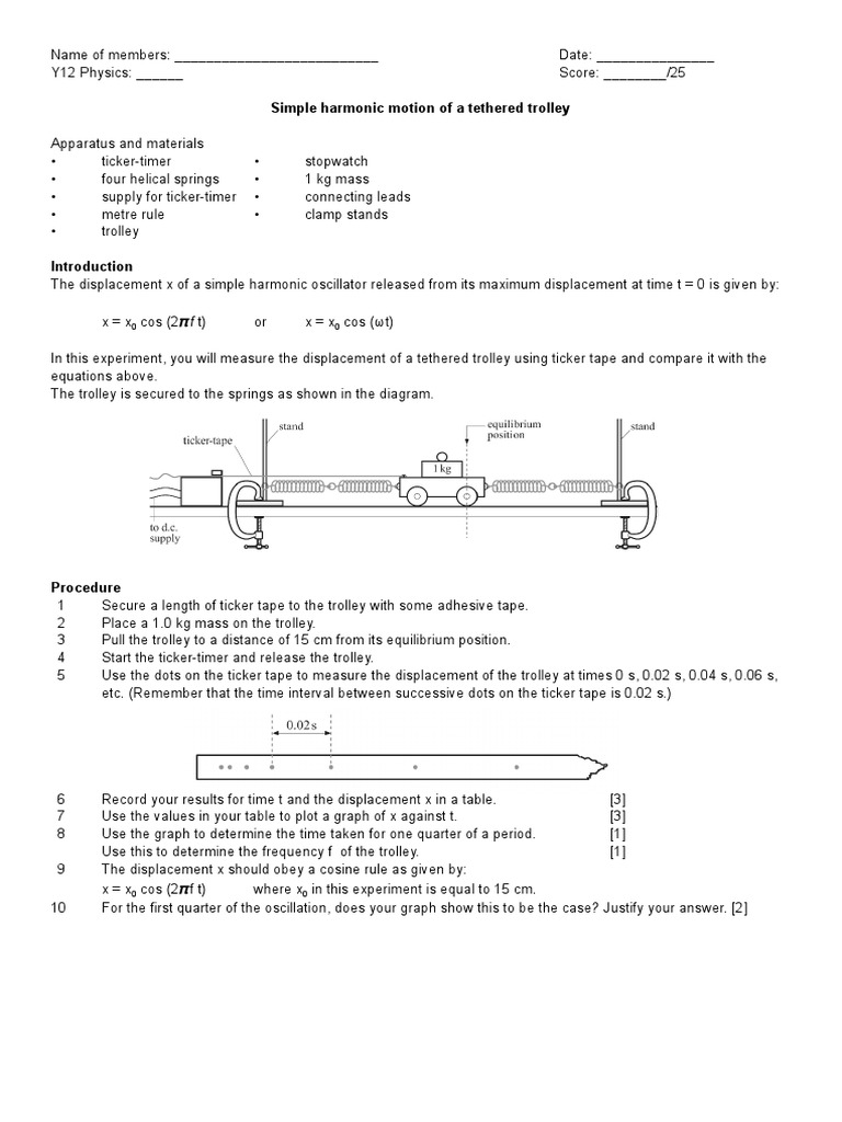 PRACTICAL_ SIMPLE HARMONIC MOTION | PDF | Oscillation | Scientific ...