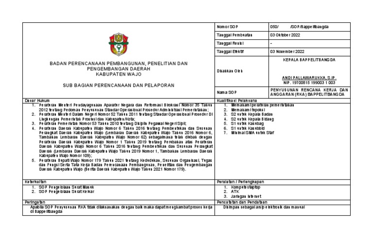 1. SOP PENYUSUNAN RKA | PDF