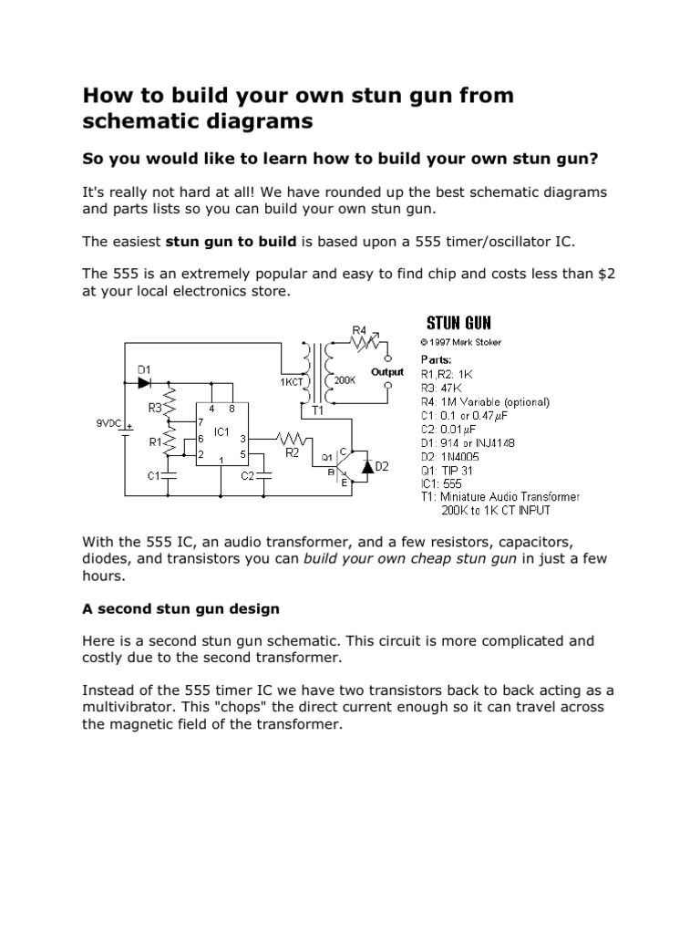 How To Build Your Own Stun Gun From Schematic Diagrams | PDF ...