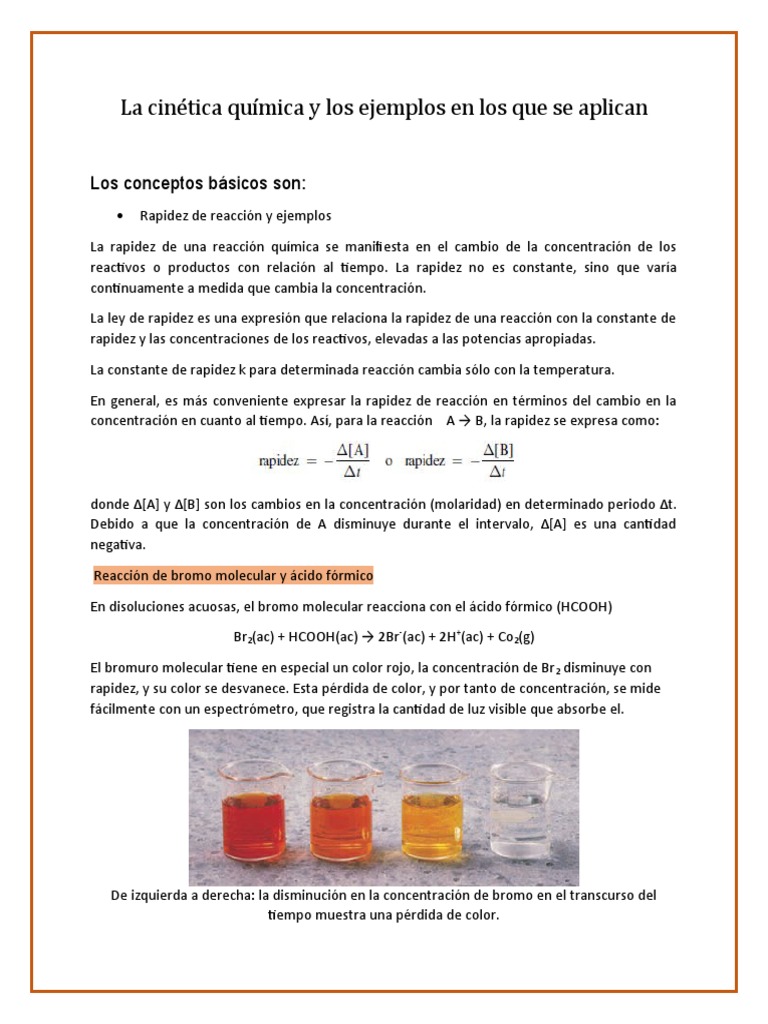 Ejemplos de cinética química y reacciones | PDF | Cinética química ...