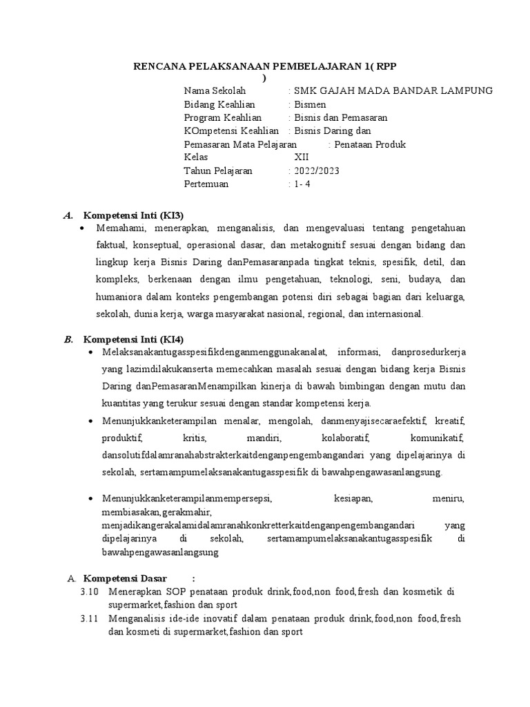 RPP PD Xii BDP | PDF