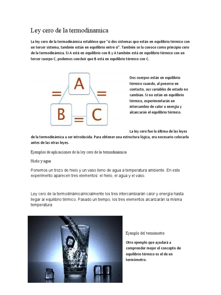 Ley Cero de La Termodinamica | PDF | Temperatura | Termodinámica