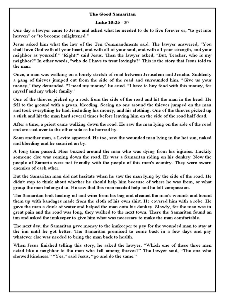 Good Samaritan | PDF | Jesus