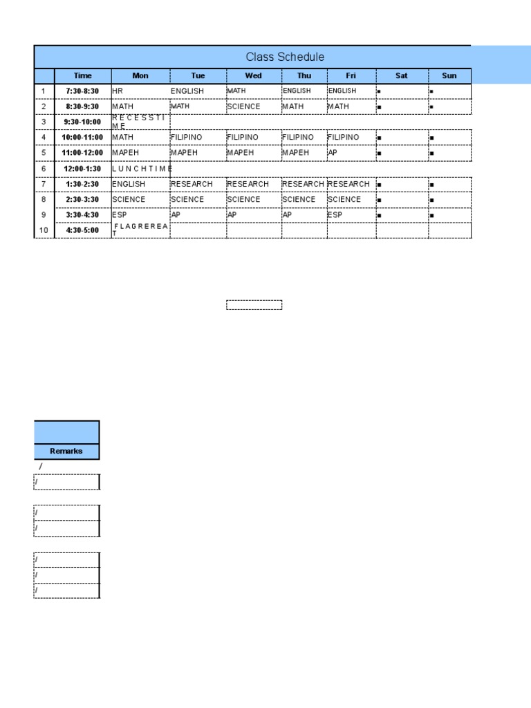 Class Schedule-WPS Office | PDF