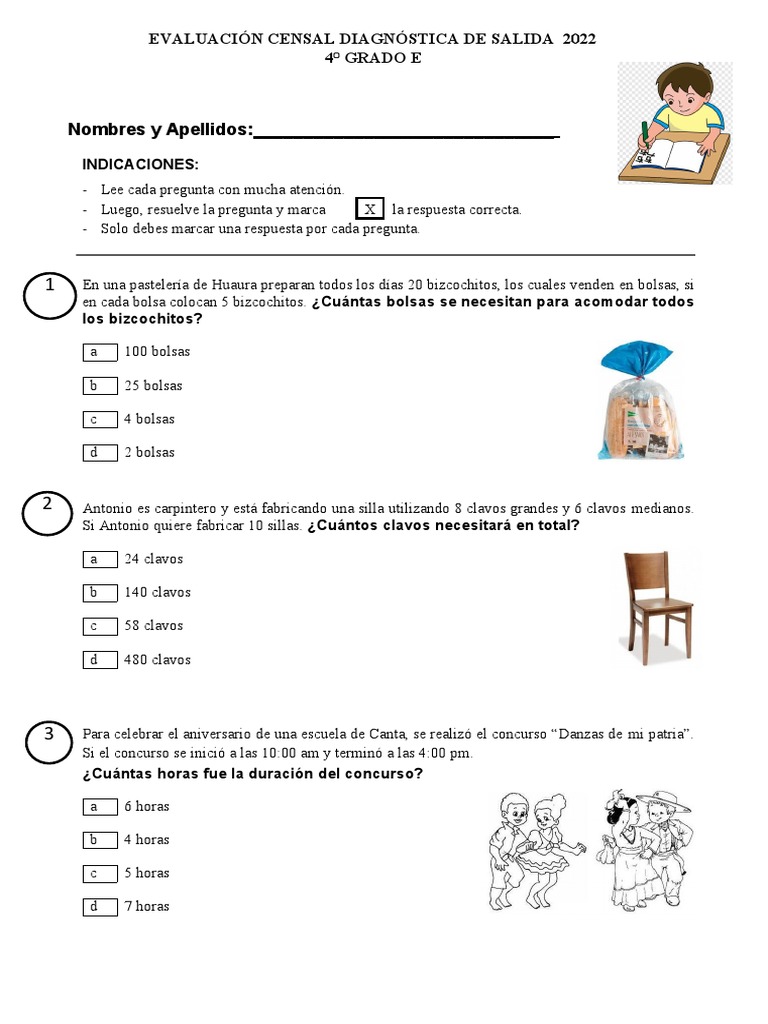 Evaluacion Censal 4to Final | PDF | Kilogramo