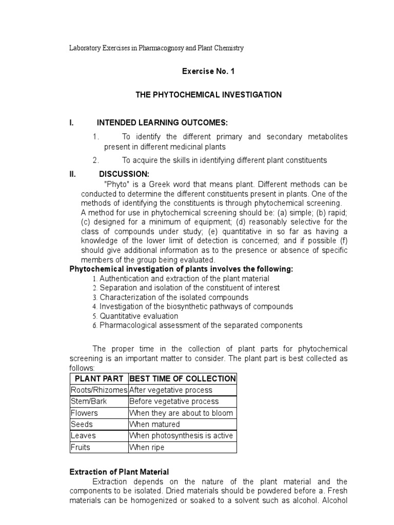 Steps For Phytochemical Investigation | PDF | Thin Layer Chromatography ...