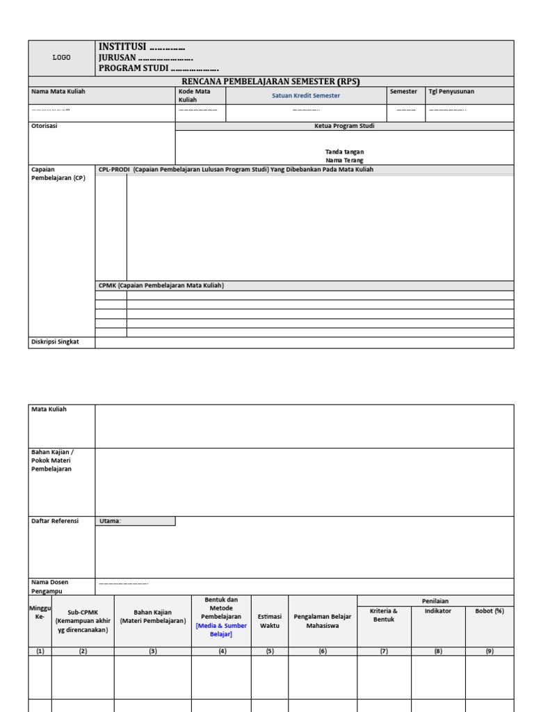 Contoh Rps Format 2020 | PDF