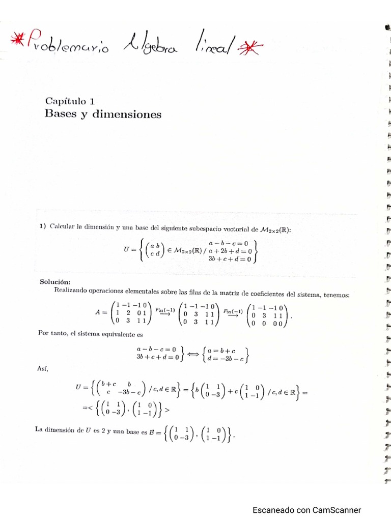 Problemario Álgebra Lineal | PDF