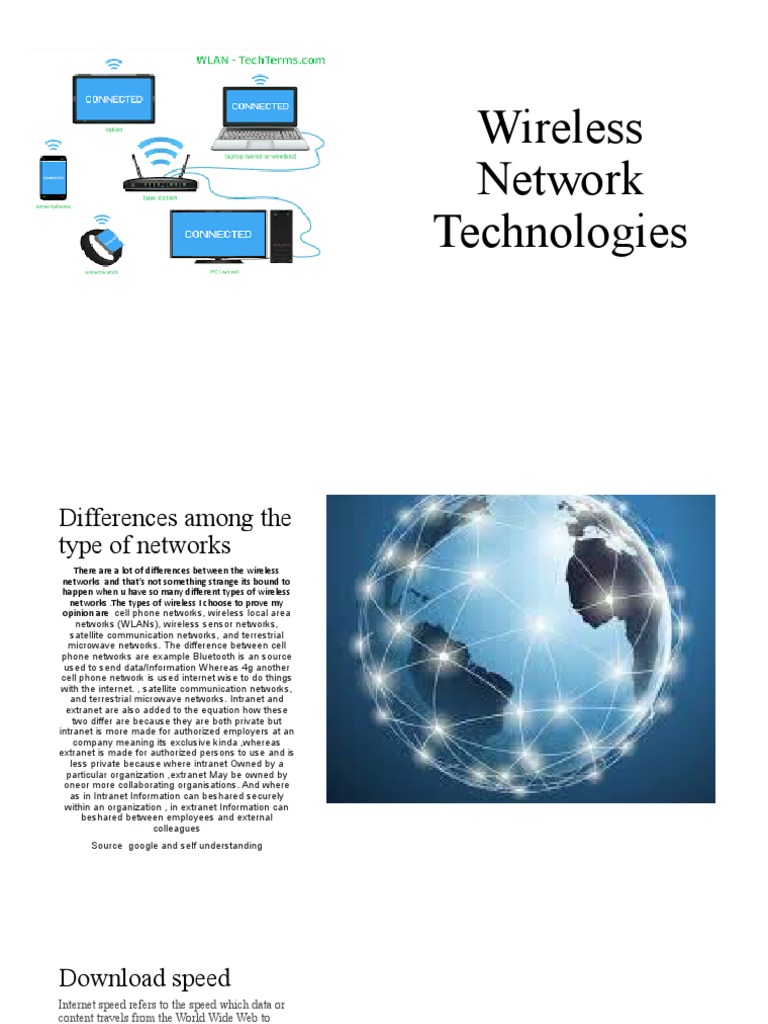 Wireless Network Technologies Pdf Computer Network Bandwidth