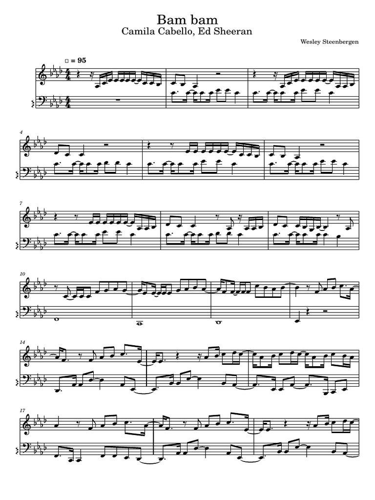 Camila Cabello ft Ed Sheeran - Bam Bam (Violin score) | PDF | Rhythm ...