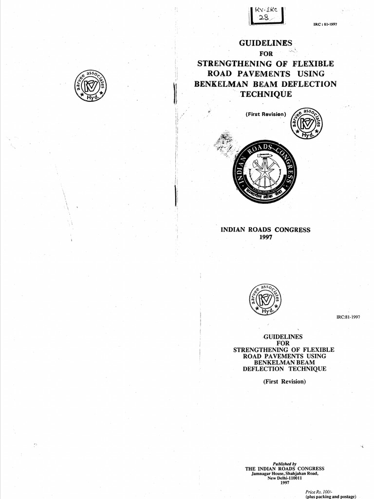 IRC 81 BBD Guidelines For Strenthening of Flexible Road Pave | PDF
