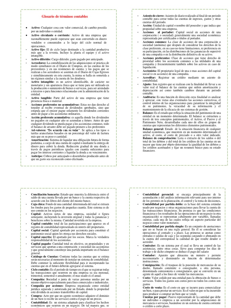 Glosario contable esencial | PDF | Contabilidad | Business