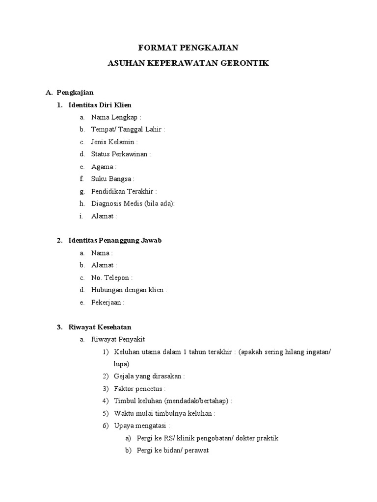 Format Pengkajian Gerontik | PDF
