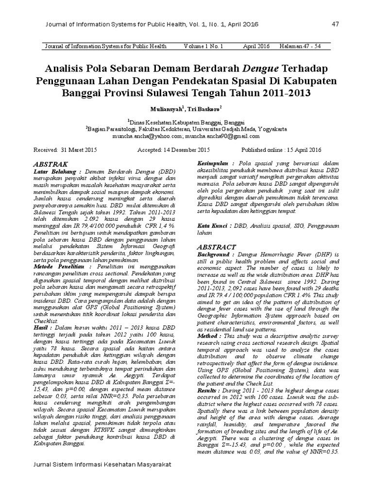 ID Analisis Pola Sebaran Demam Berdarah Dengue Terhadap Penggunaan ...
