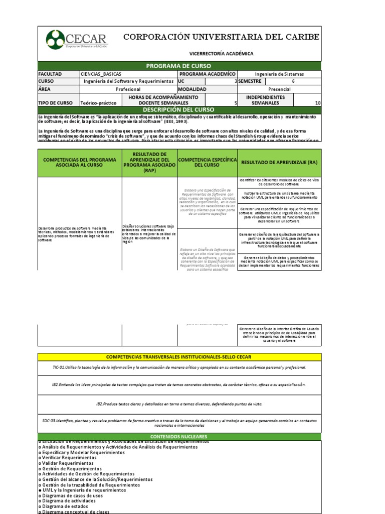 Ingeniería Del Software y Requerimientos - XLSM | PDF | Ingeniería de ...