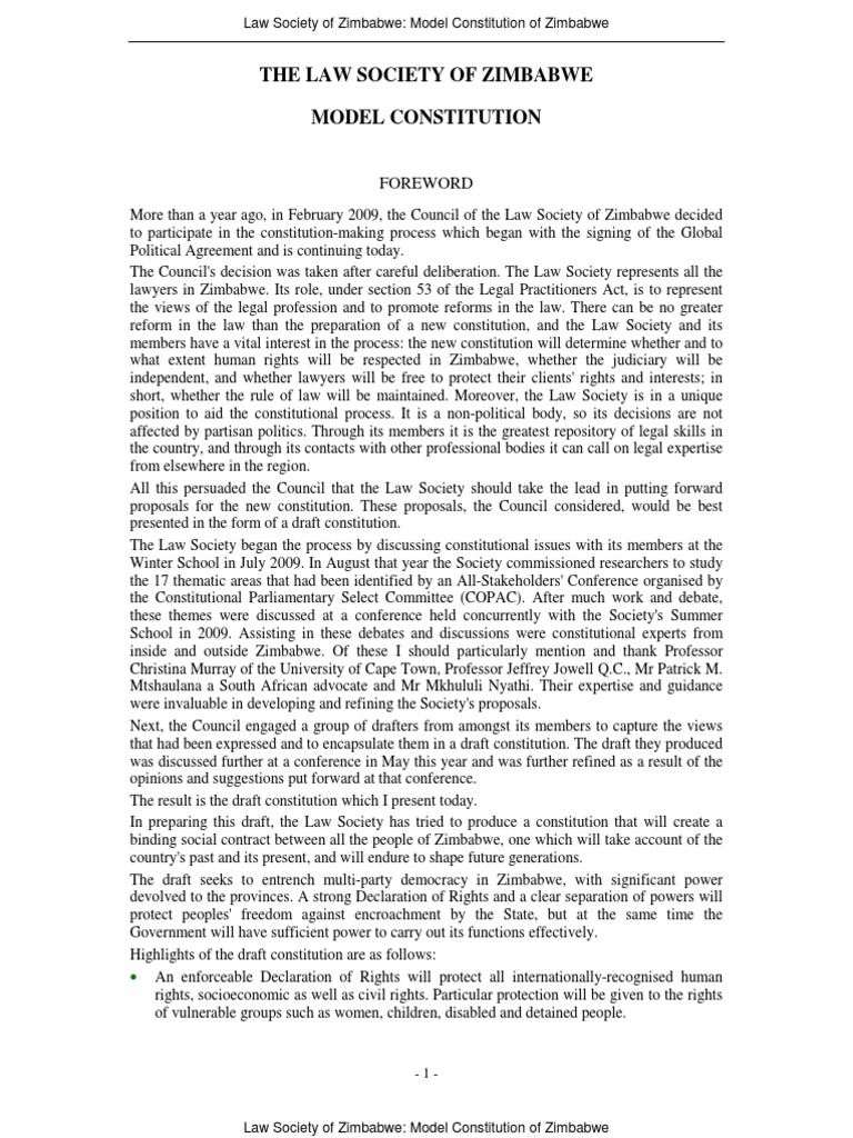 LSZ Model Zimbabwe Constitution 1010 | PDF | Judiciaries | Supreme Courts