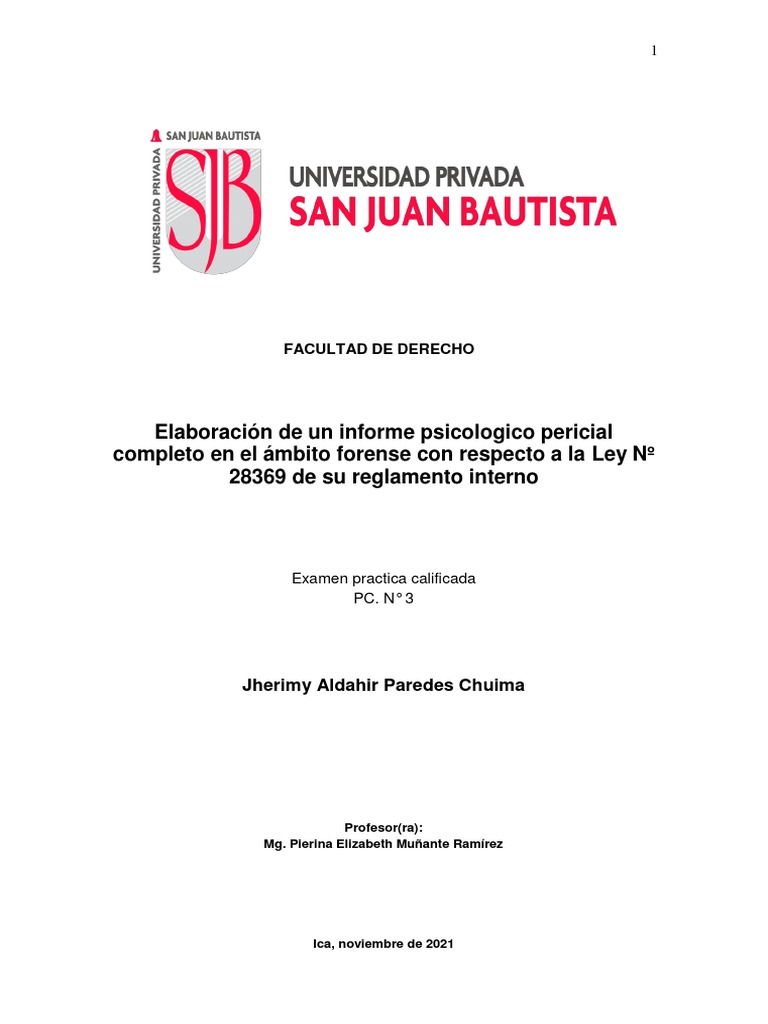 Informe Psicologico Forense PC. #3 | PDF