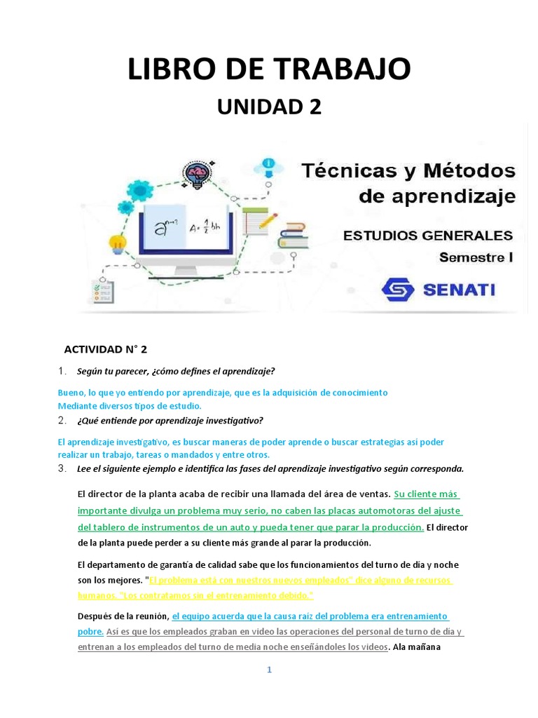 Libro de Trabajo-2 | PDF | Aprendizaje | Ciencia cognitiva