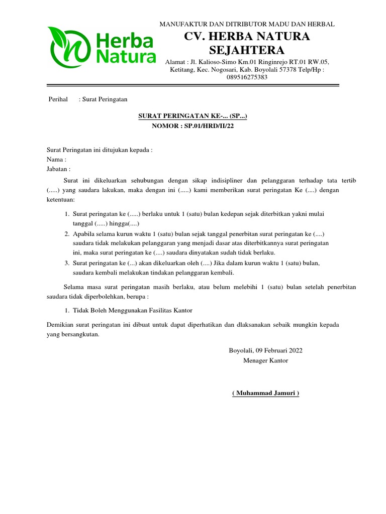 Surat Peringatan (SP) | PDF