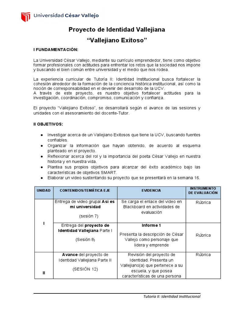 Proyecto de Identidad Vallejiana 2022-02 - Actualizado | PDF