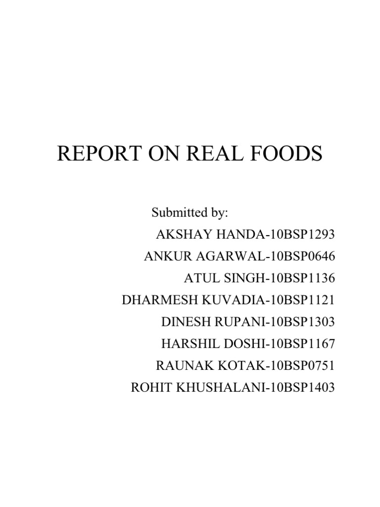 Report On Real Foods | Download Free PDF | F Test | Analysis Of Variance