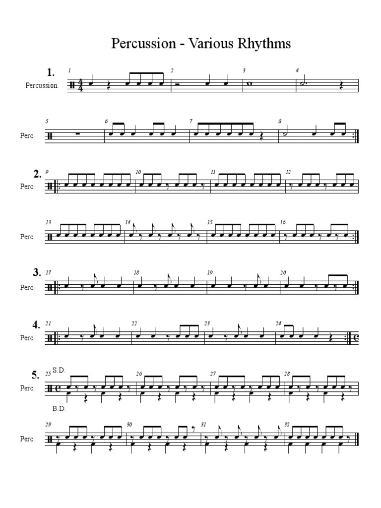 Percussion Various Rhythms | PDF