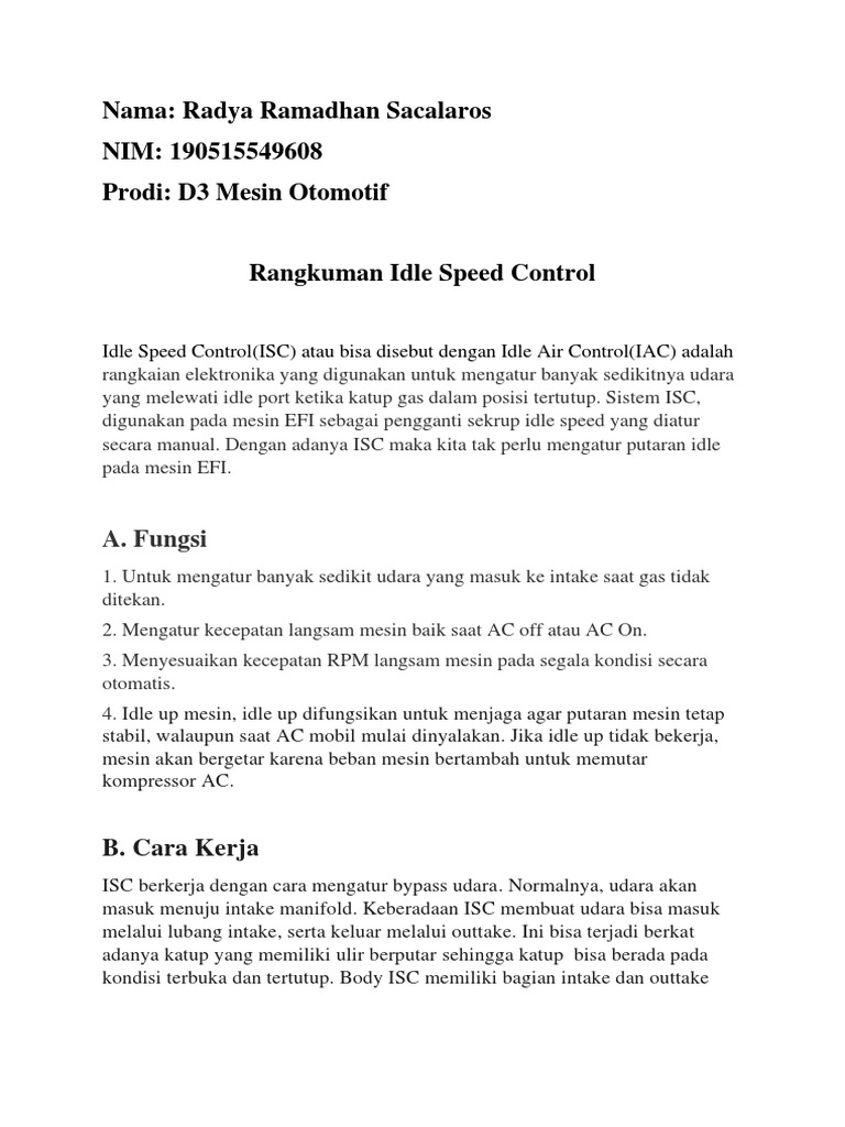 Idle Speed Control | PDF