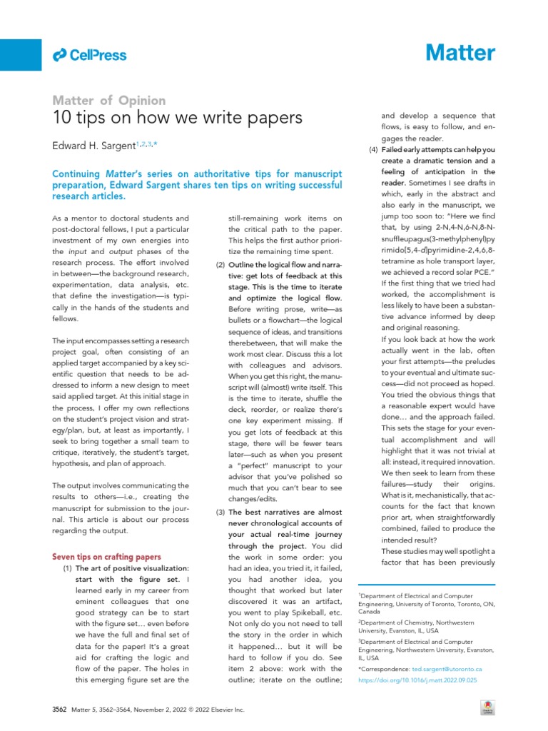 10 Tips On How We Write Papers | PDF