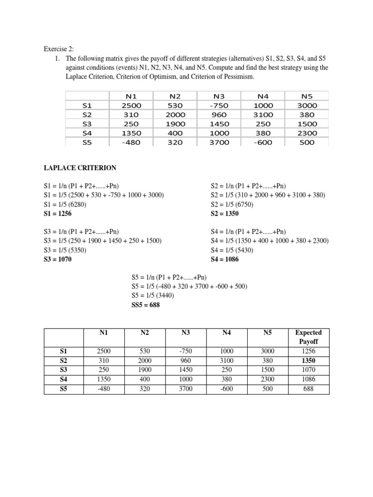MGT 208 Exercise 2 (Decision Analysis) | PDF | Mathematical Optimization | Probability Theory