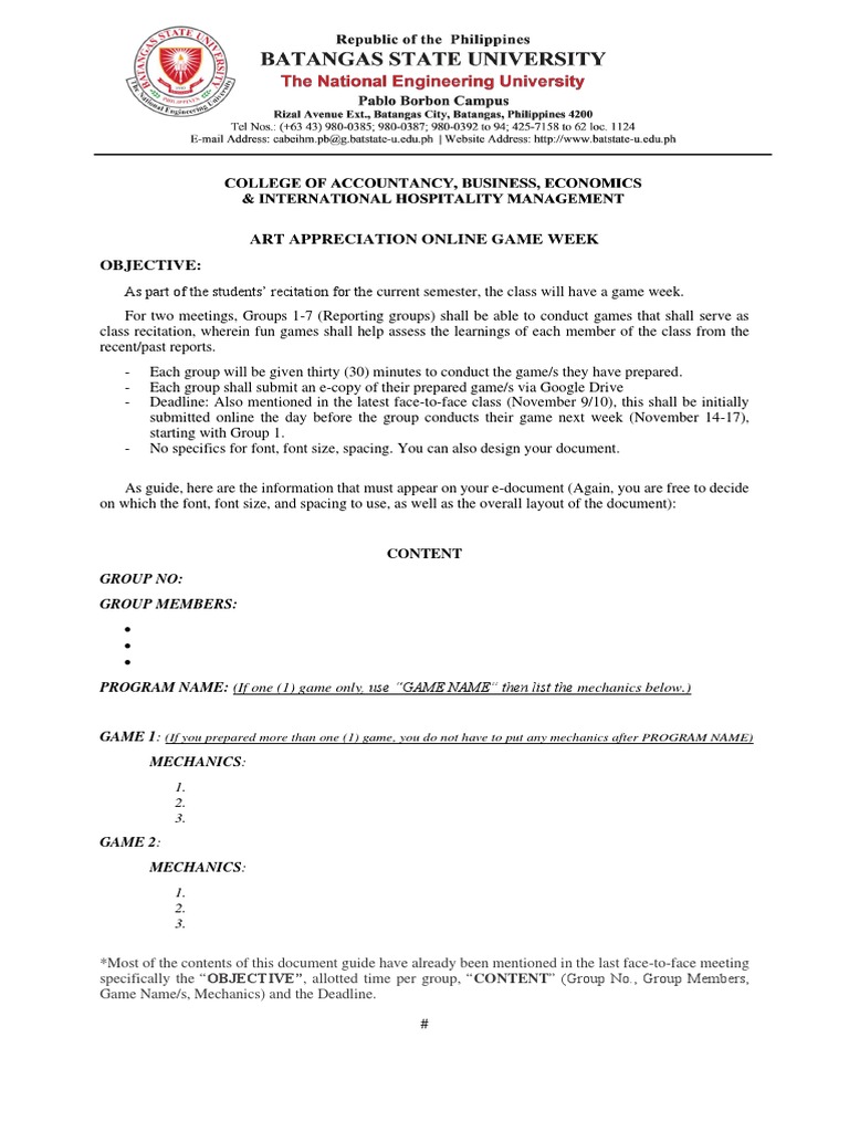 Recitation - Game Week | PDF