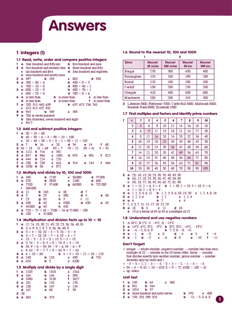 Access To Foundation Number Answers | PDF | Number Theory | Mathematical Notation