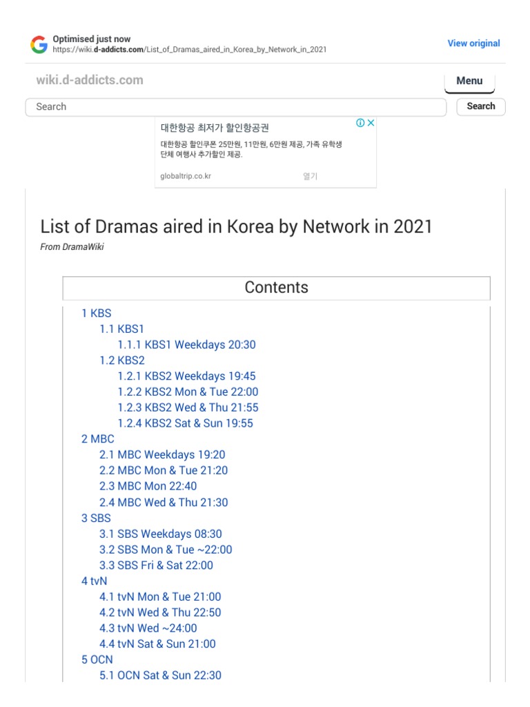 List of Dramas Aired in Korea by Network in 2021 - DramaWiki | PDF ...