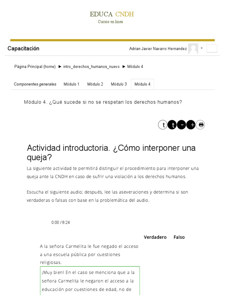 Curso - Introducción A Los Derechos Humanos, Tópico - Tema - Módulo 4 | PDF