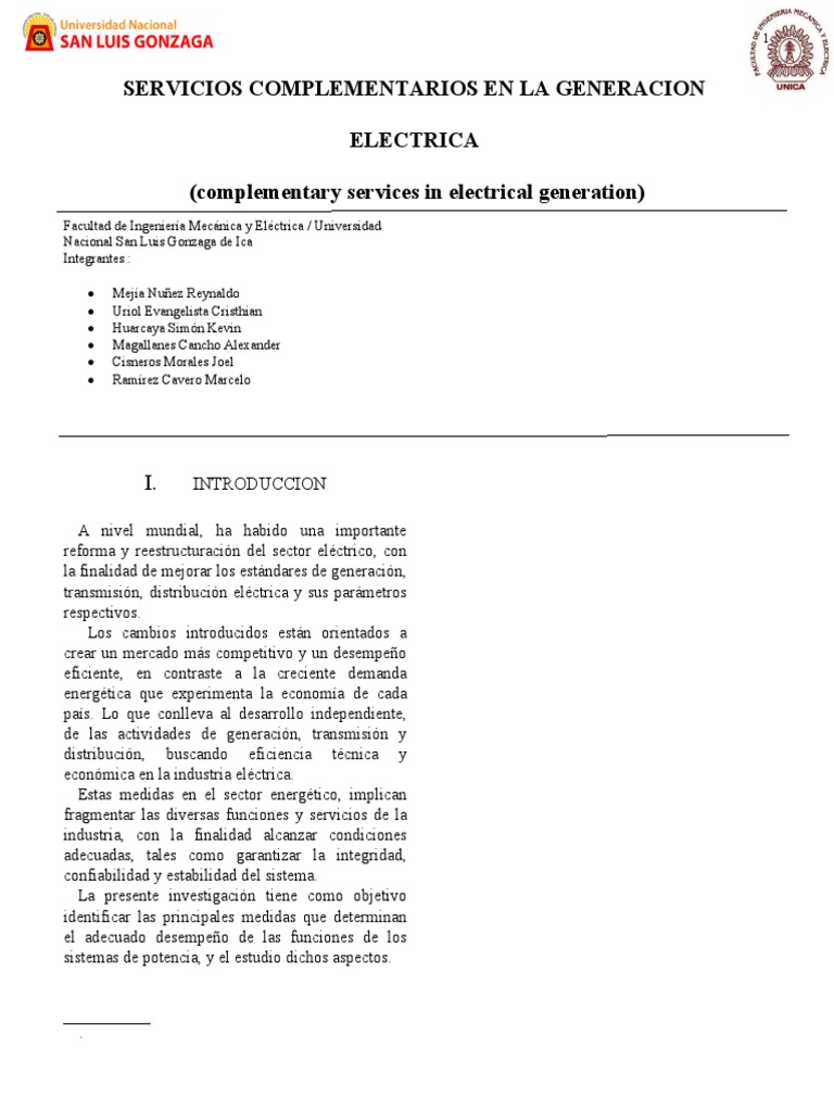 Servicios Complementarios Introduccion | PDF