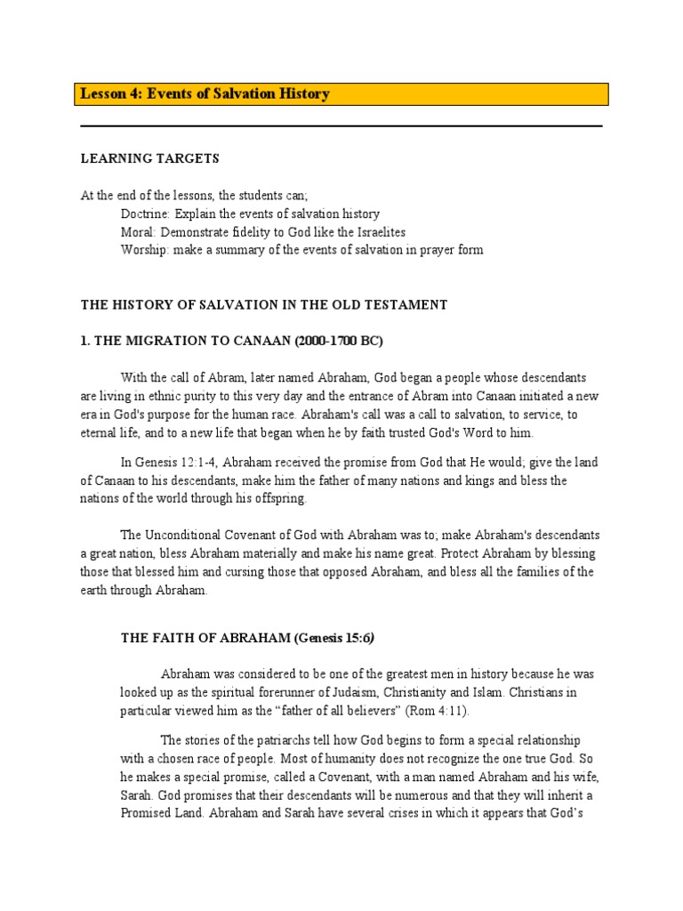 Lesson 4 RS1 Events in Salvation History | PDF | Book Of Exodus | The ...