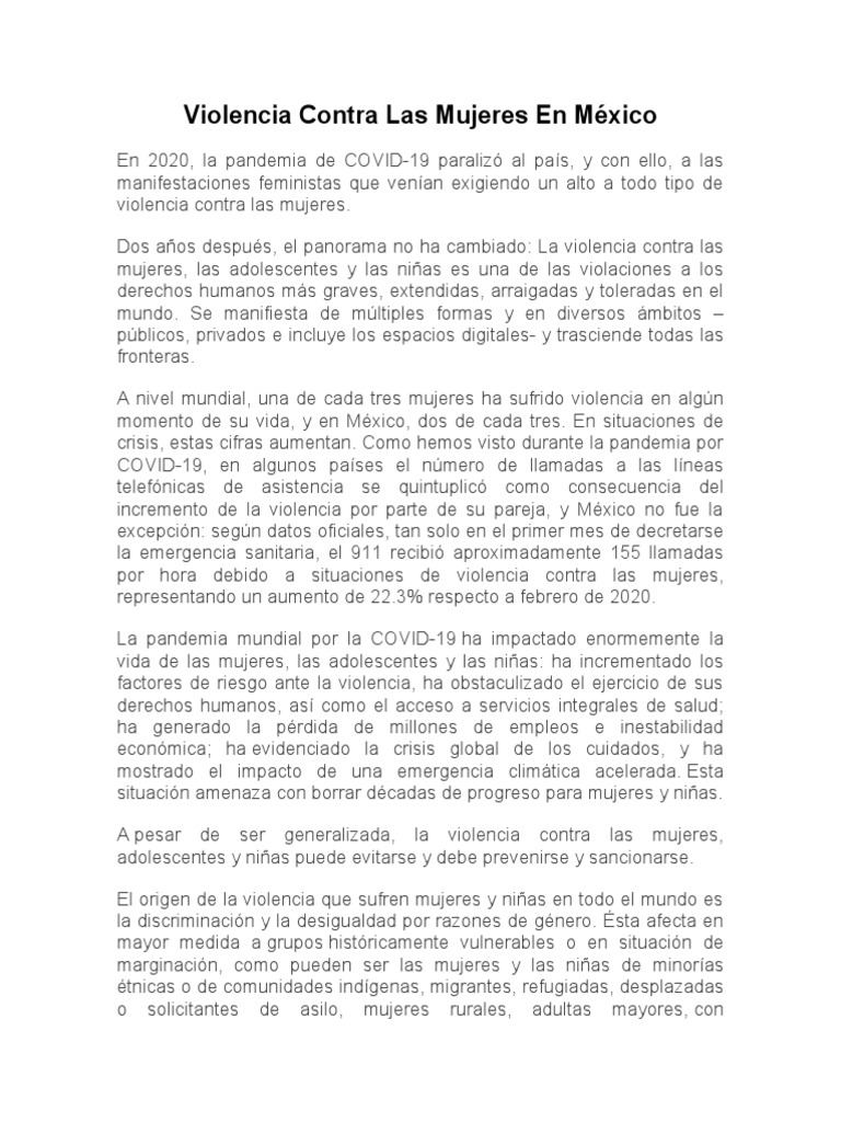 Violencia Contra Las Mujeres En México | PDF | La violencia contra las mujeres | Igualdad de género