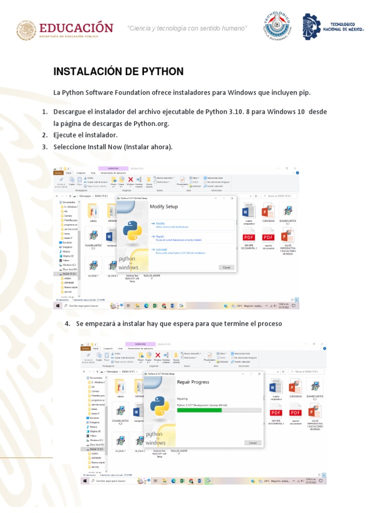 Instalación de Python | PDF | Python (lenguaje de programación) | Ventana (informática)
