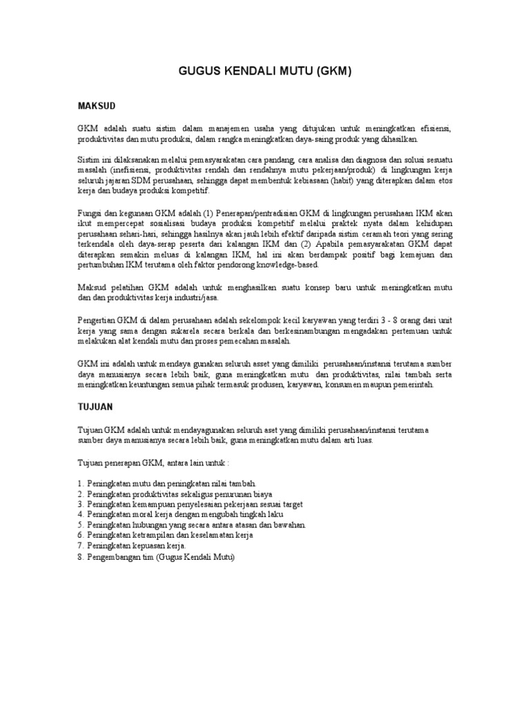 GKM untuk Peningkatan Produktivitas | PDF | Teknologi & Rekayasa