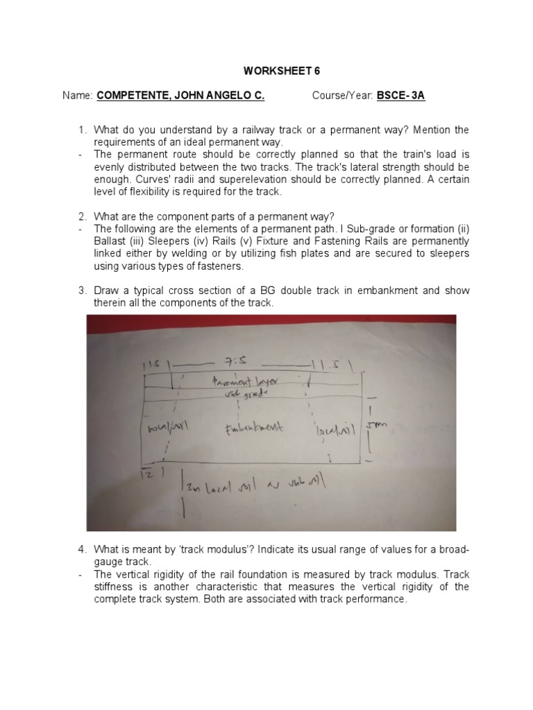 Worksheet 6 | PDF | Stiffness | Rail Transport