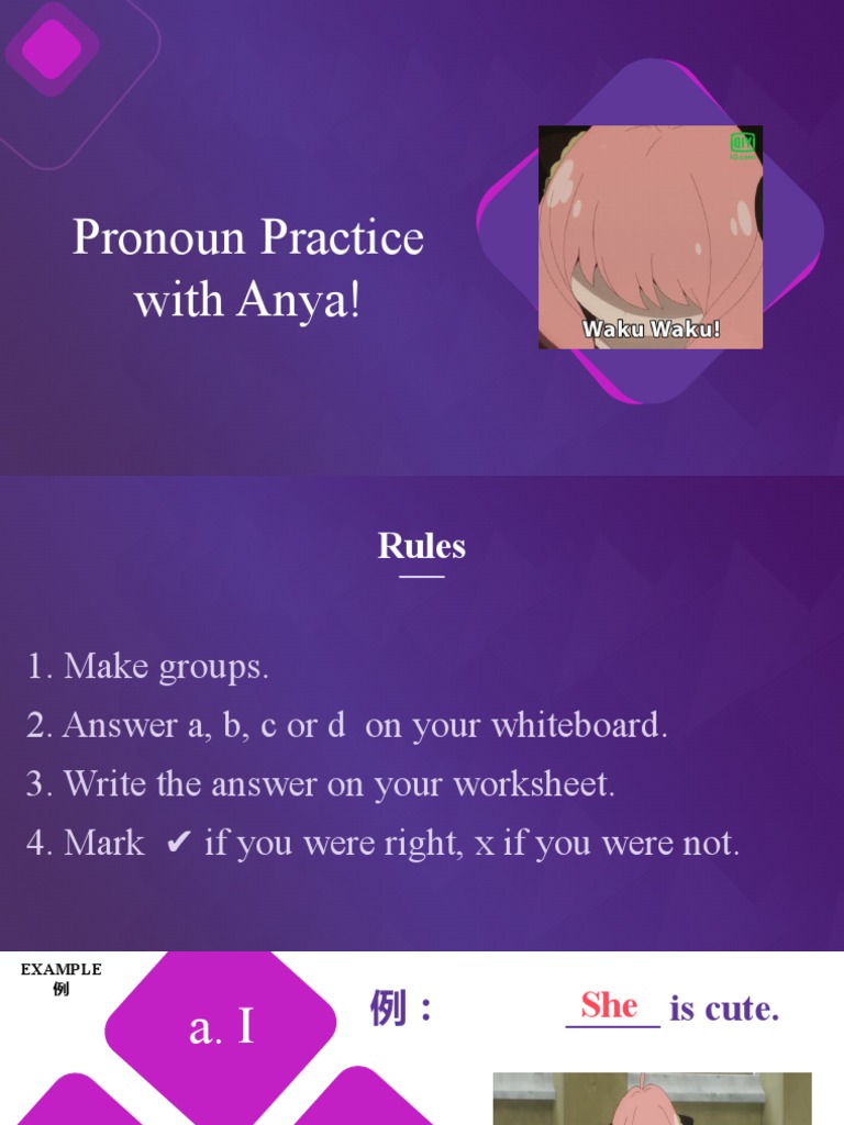 Pronoun Practice With Anya! | PDF