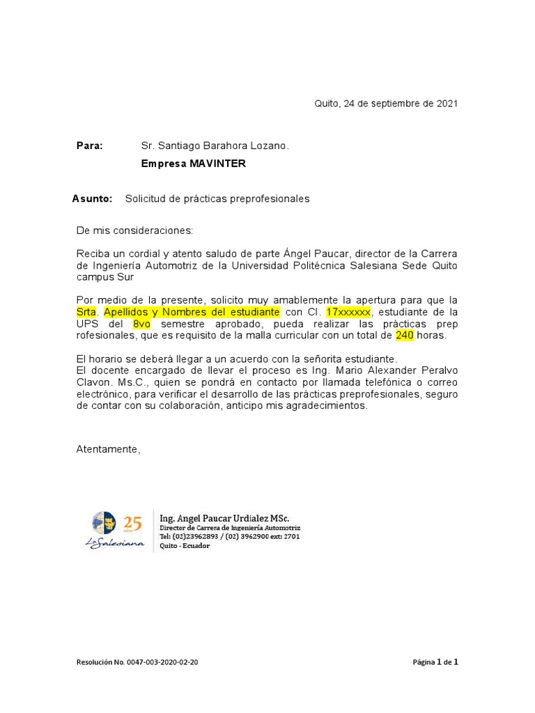 Solicitud de Prácticas | PDF